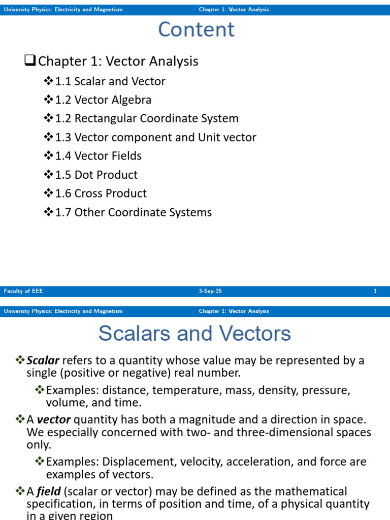 Ch01-Vector Analysis | PDF | Euclidean Vector | Linear Algebra