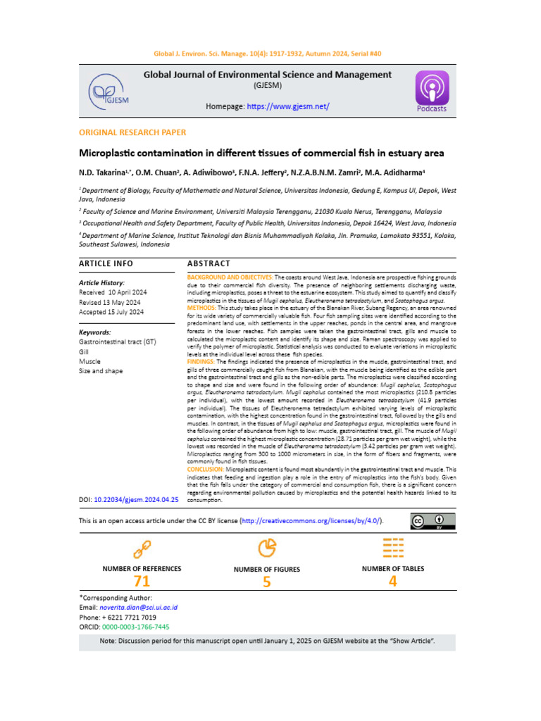 Microplastic Contamination in Fish Tissues | PDF | Plastic | Raman ...