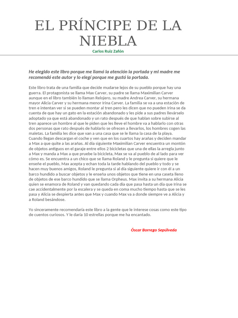 El Príncipe de La Niebla | PDF
