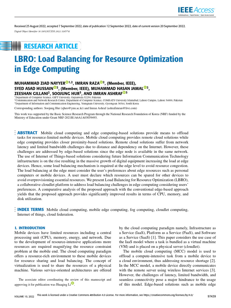 LBRO Load Balancing For Resource Optimization in Edge Computing | PDF | Cloud Computing | Load ...