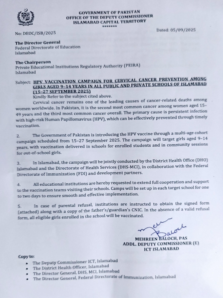 HPV Vaccination Campaign For Cervical Cancer Prevention Among Girls | PDF