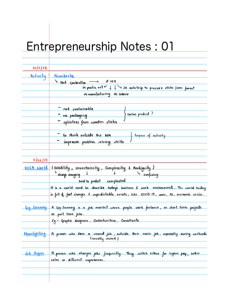 Entrepreneurship Notes - 01 | PDF | Entrepreneurship | Corporate Social ...