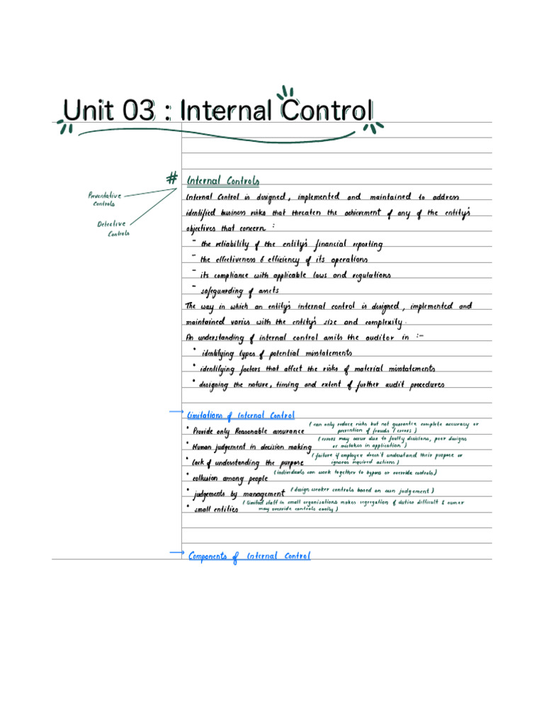 Unit 03 - Internal Control | PDF | Internal Control | Audit