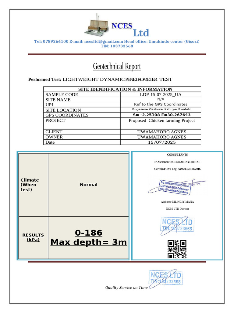 Geotechnical Study of UWAMAHORO PROJECT Located in Gashora Sector | PDF ...