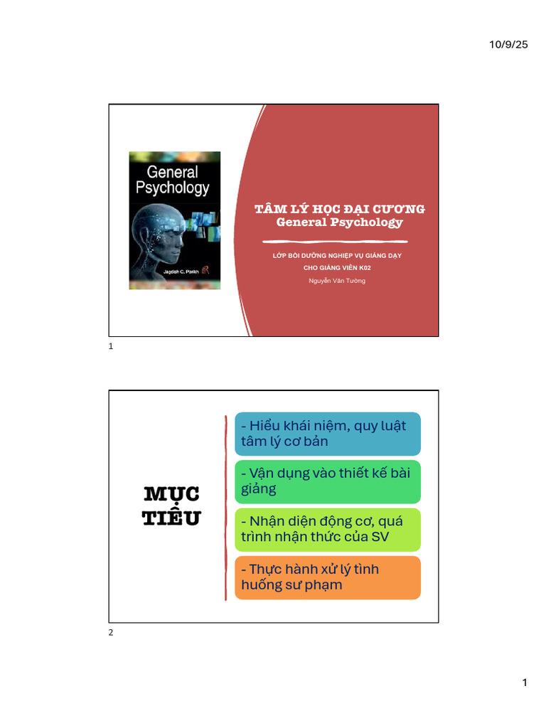 NVGD K02 Slide Tam Ly Hoc Dai Cuong | PDF