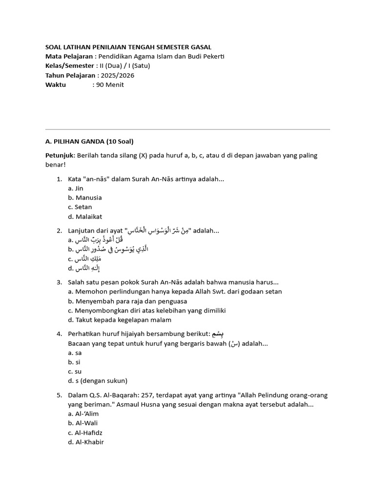 Kelas 2 Latihan Soal Asts | PDF