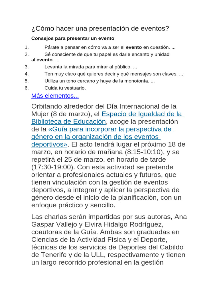 Cómo Hacer Una Presentación de Eventos | PDF