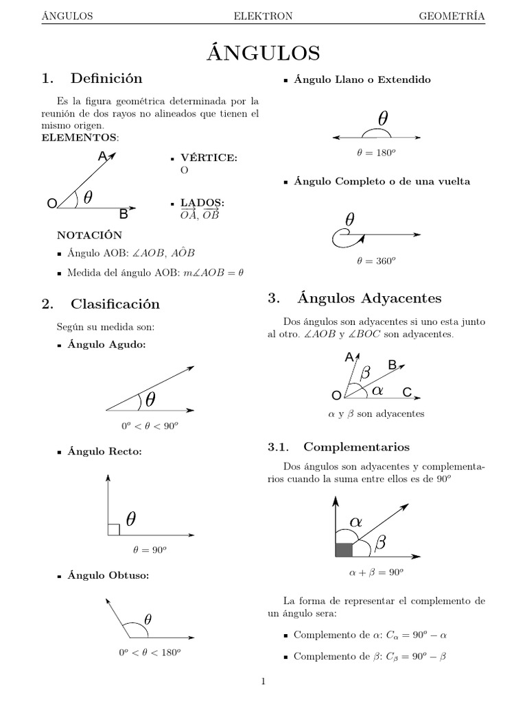 Clasificación y Propiedades de Ángulos | PDF | Ángulo | Geometría ...