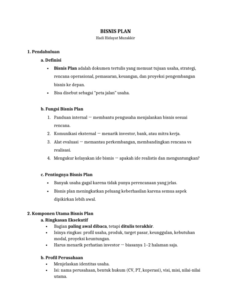 Panduan Lengkap Menyusun Bisnis Plan | PDF