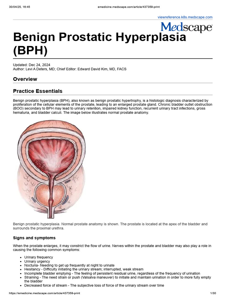 Benign Prostatic Hyperplasia (BPH) | PDF | Prostate | Prostate Specific ...