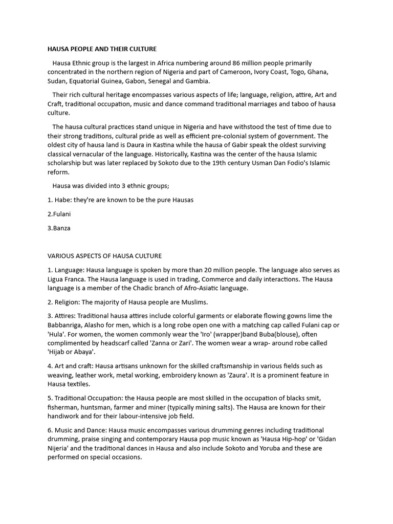 Overview of Hausa Culture and Traditions | PDF
