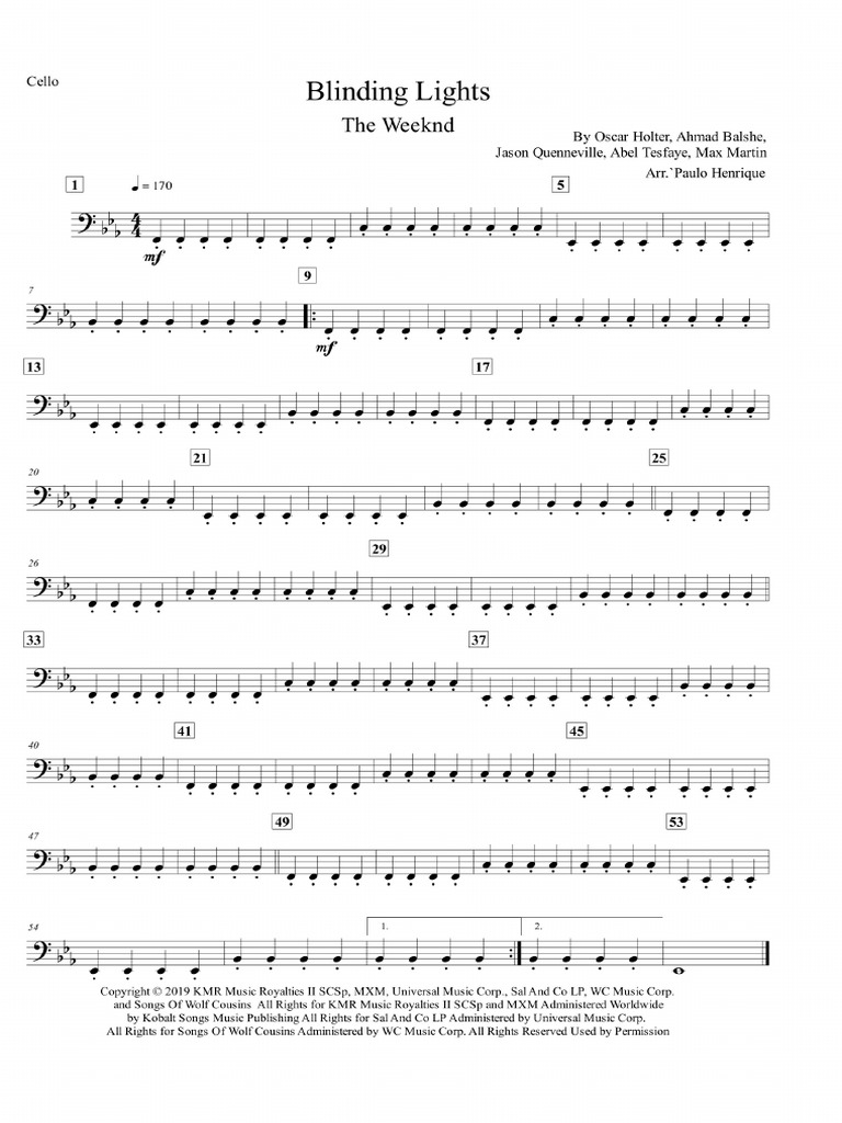 Blinding Lights Violonchelo | PDF