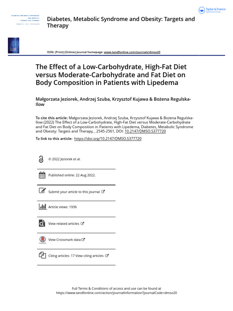 The Effect of A Low-Carbohydrate High-Fat Diet Versus Moderate ...