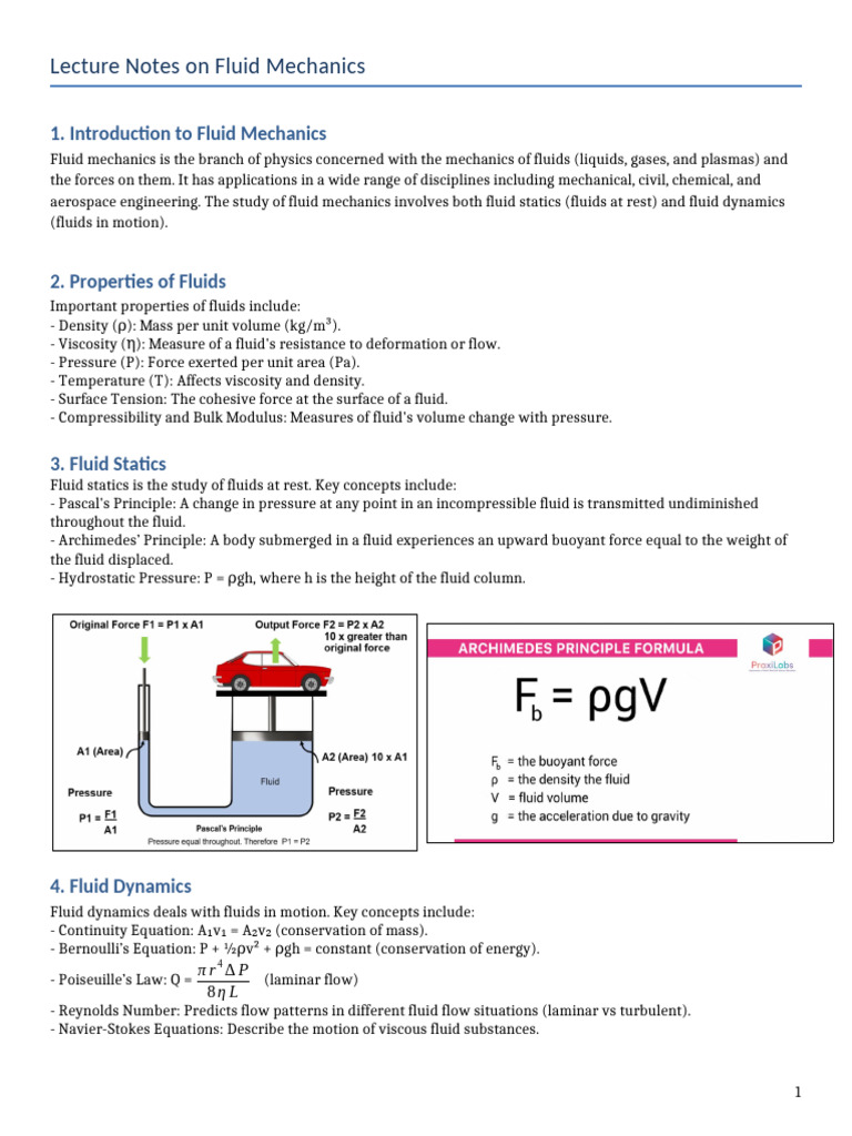 Fluid Mechanics Lecture Notes | PDF | Fluid Mechanics | Fluid Dynamics