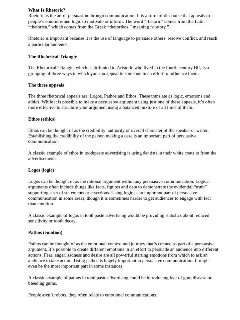 The Aristotle's Triangle | PDF | Rhetoric | Public Speaking