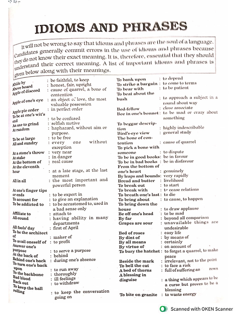 Idioms And Proverbs Exercise Pdf