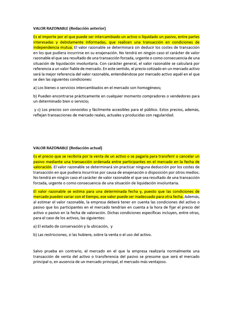 Valor Razonable | PDF | Mercado (economía) | Precios