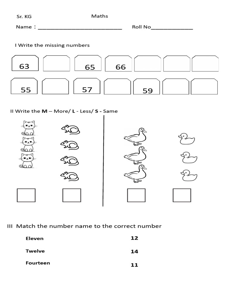 Maths SR. KG TERM I | PDF