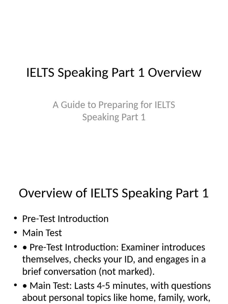 IELTS Speaking Part 1 Preparation Guide | PDF