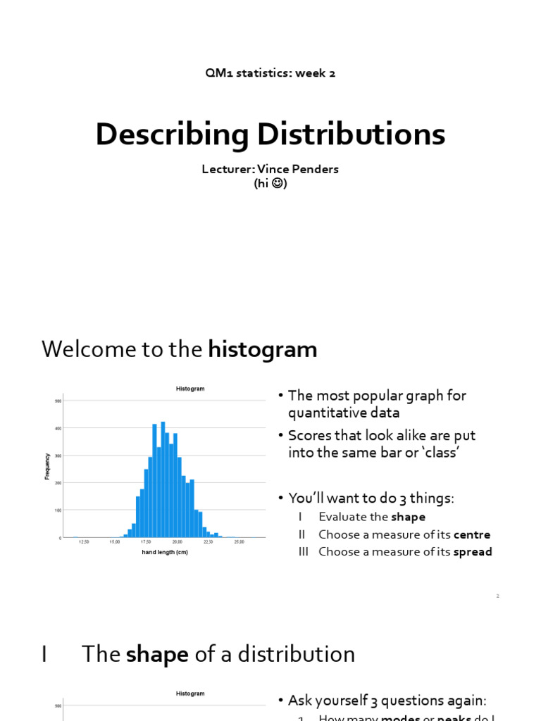 QM1 Statistics, Week 2 - Describing Distributions | PDF | Mode ...