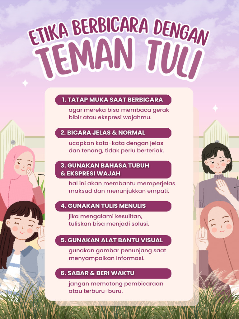 Ungu Pink Ilustrasi Etika Berbicara Dengan Teman Tuli Poster | PDF