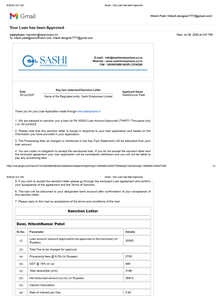 Loan Approval Notification for Hitesh Patel | PDF | Loans | Interest