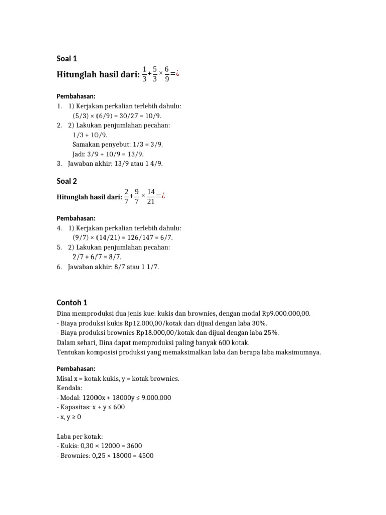 Contoh Soal Pembahasan Tka | PDF