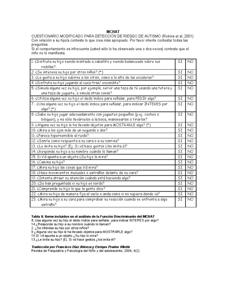 Cuestionario M-CHAT para Autismo | PDF