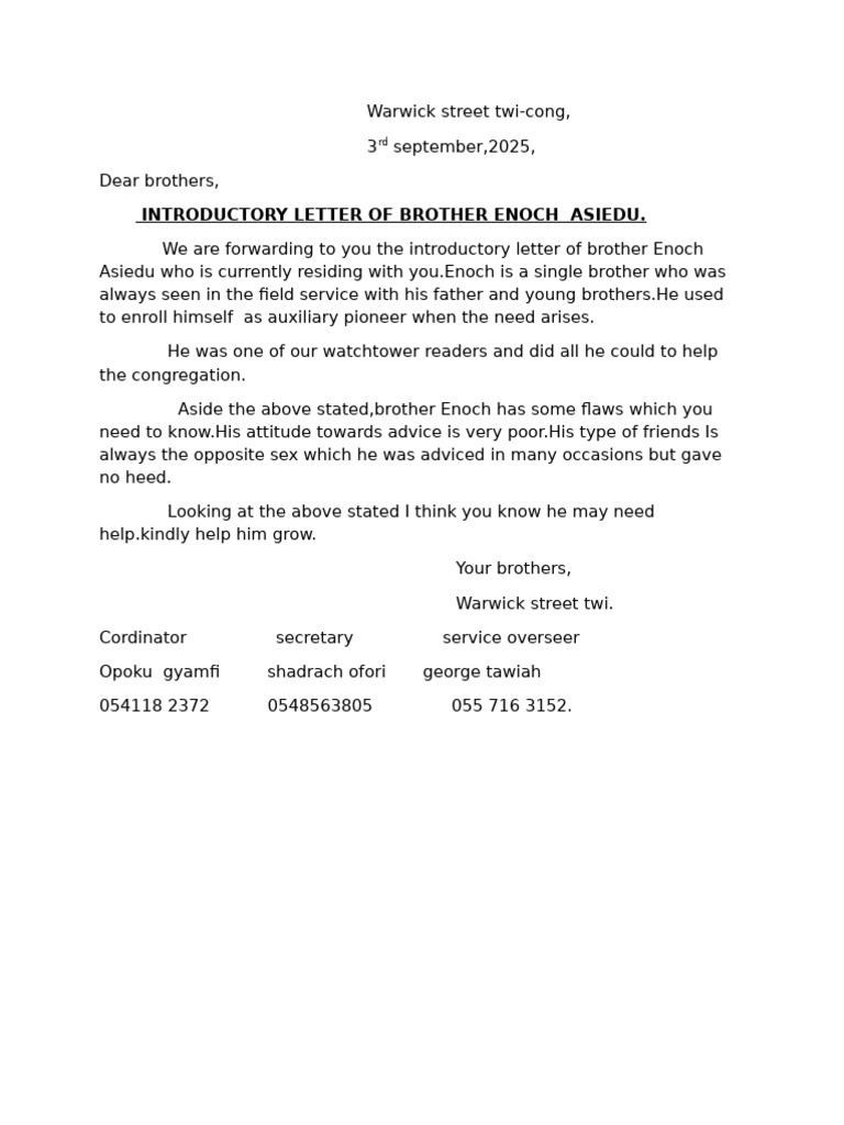 Introductory Letter | PDF
