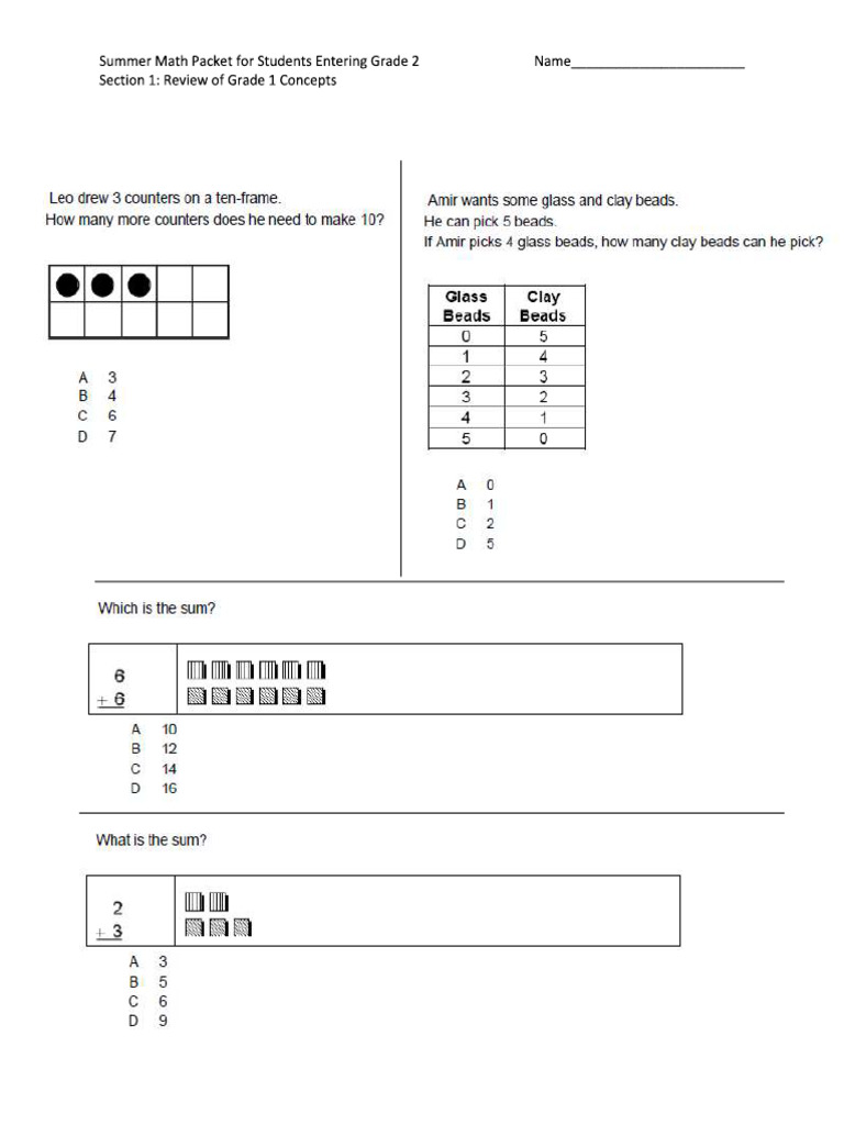 2nd Grade Math Packet | PDF