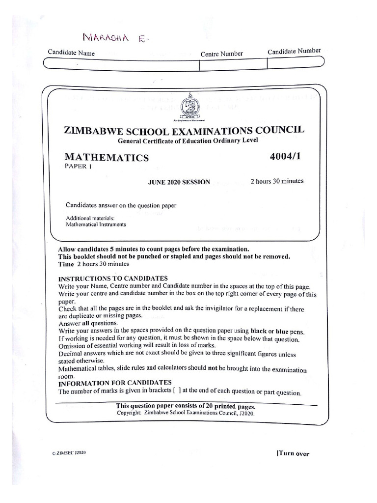 2020j Paper 1 o Level | PDF