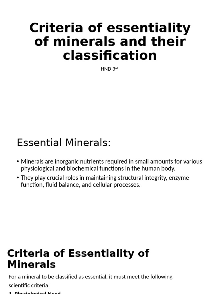 Criteria of Essentiality of Minerals and Their Classification | PDF ...