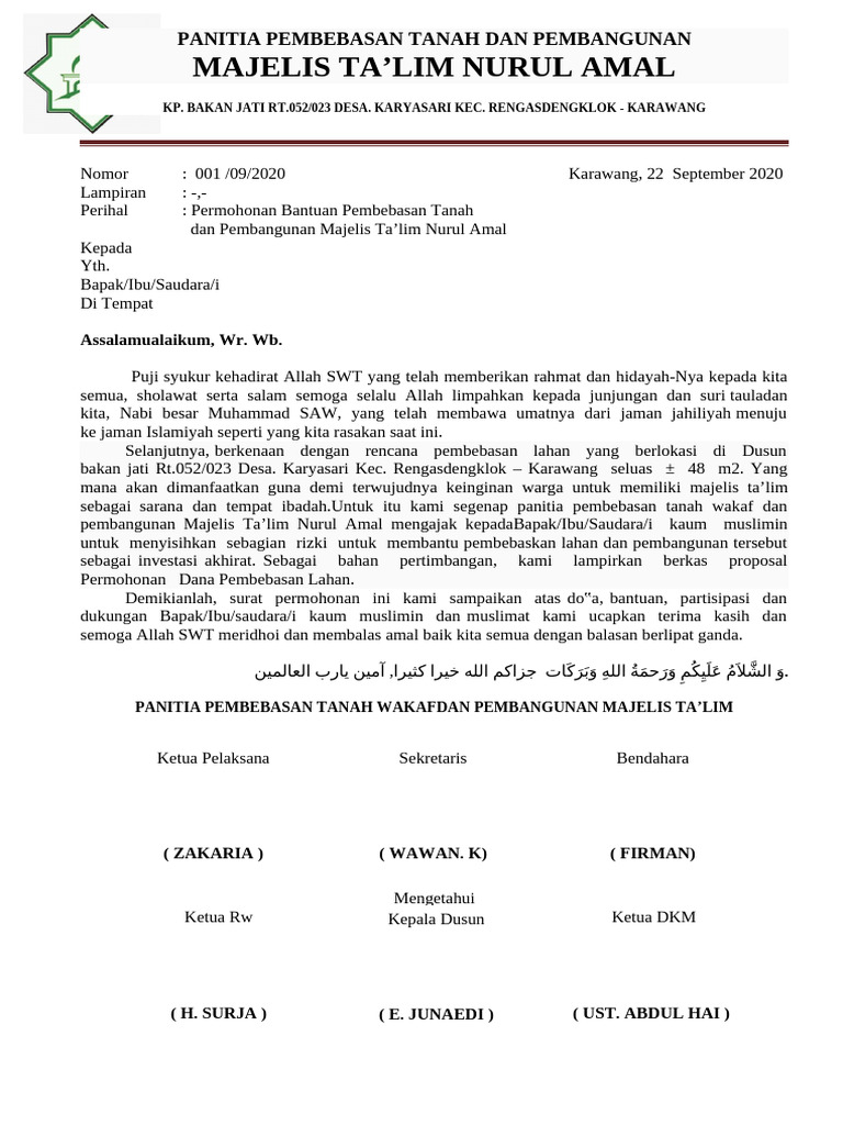 Draf Proposal Tanah Wakaf | PDF
