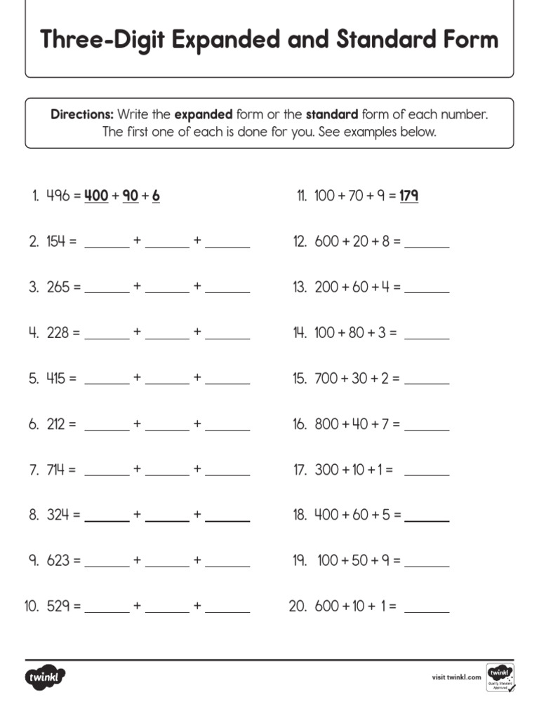 3 Digit Expanded Form | PDF