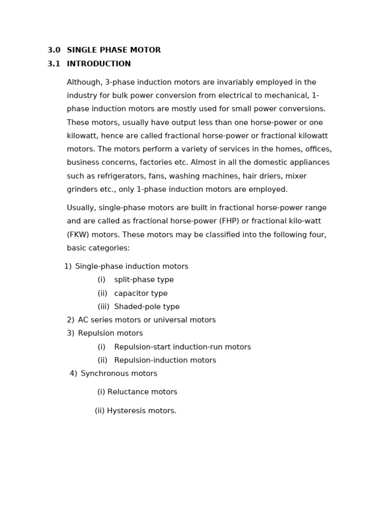 Single Phase Motor Notes | PDF | Electric Motor | Electrical Engineering
