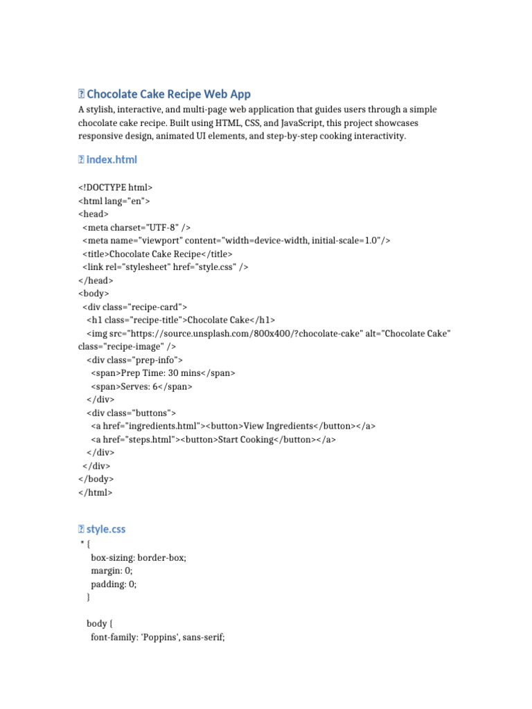 Interactive Chocolate Cake Recipe | PDF | Software | Software Engineering