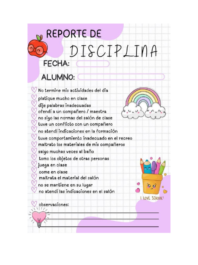 Reportes de Disciplina | PDF