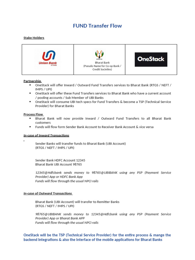 FUND Transfer Flow - UBI Bank | PDF