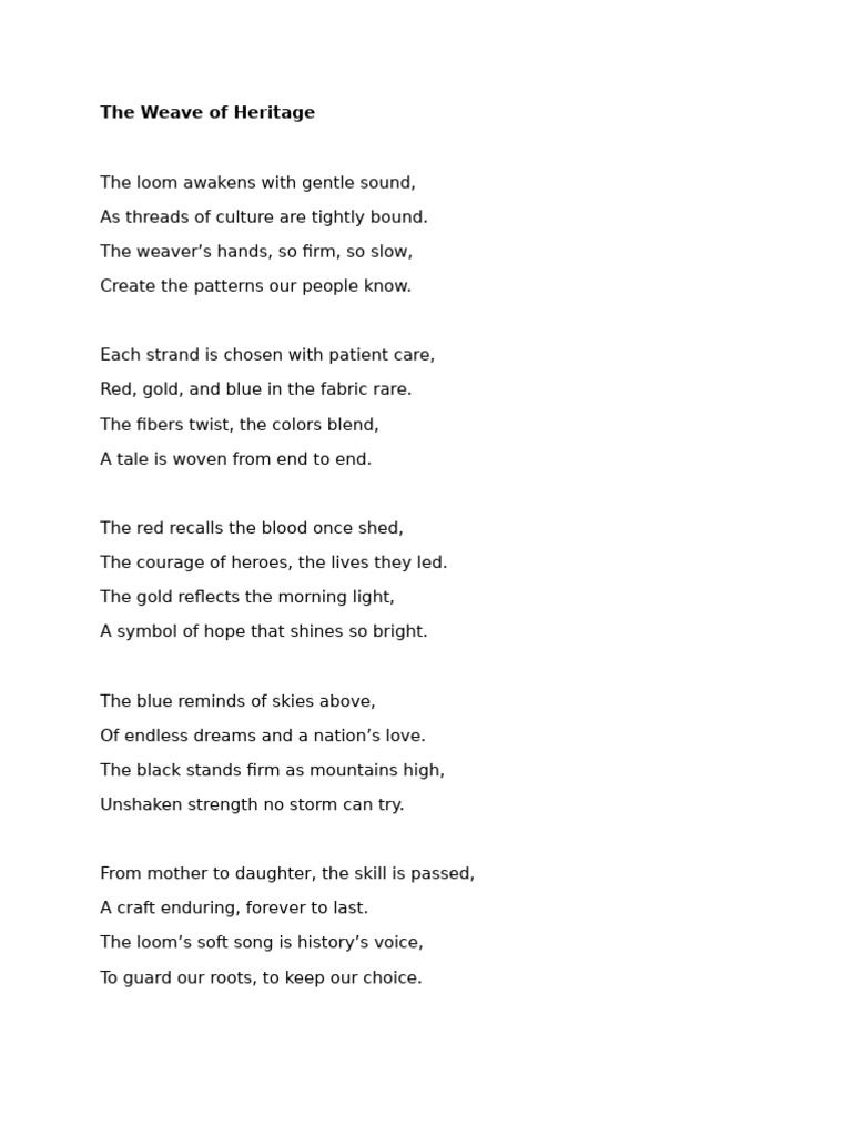 The Weave of Heritage Poem | PDF