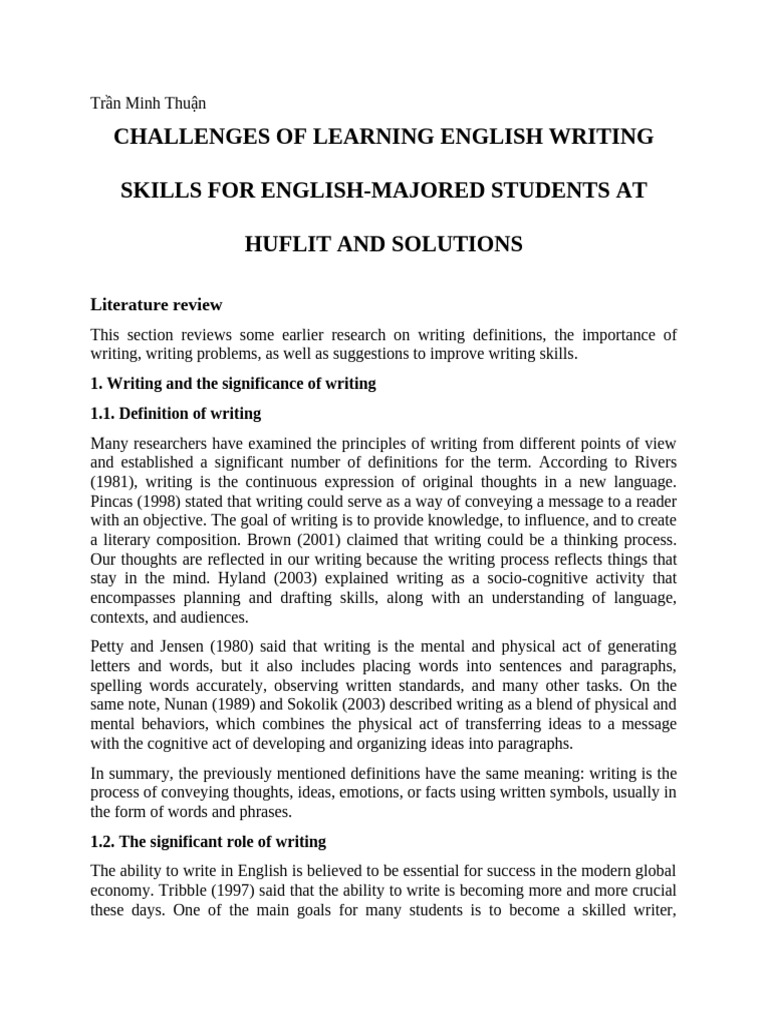English Writing Challenges for HUFLIT Students | PDF | Subject (Grammar ...