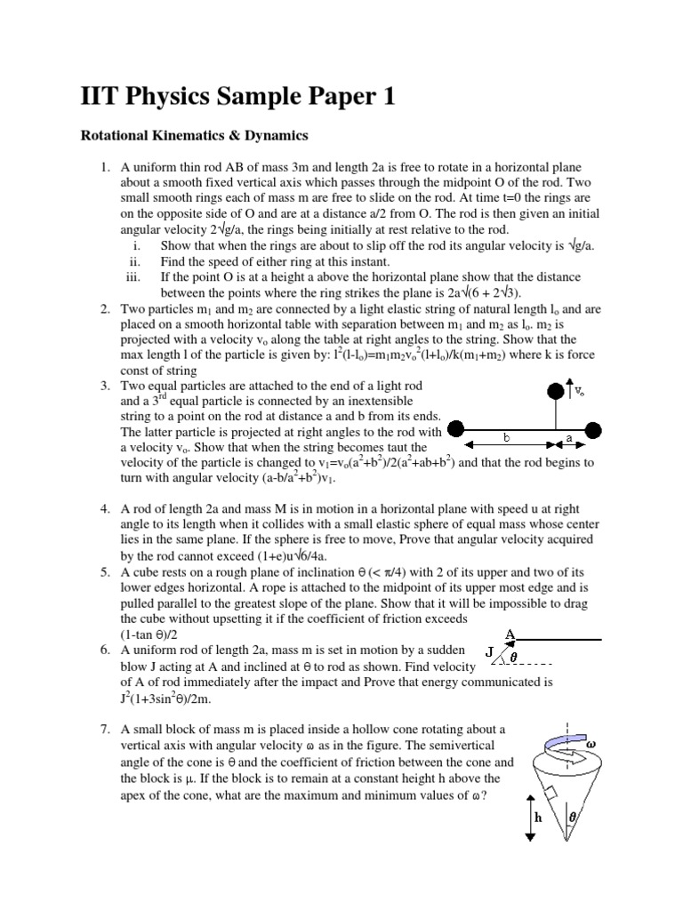 IIT Physics Rotational Dynamics Paper | PDF | Velocity | Kinematics