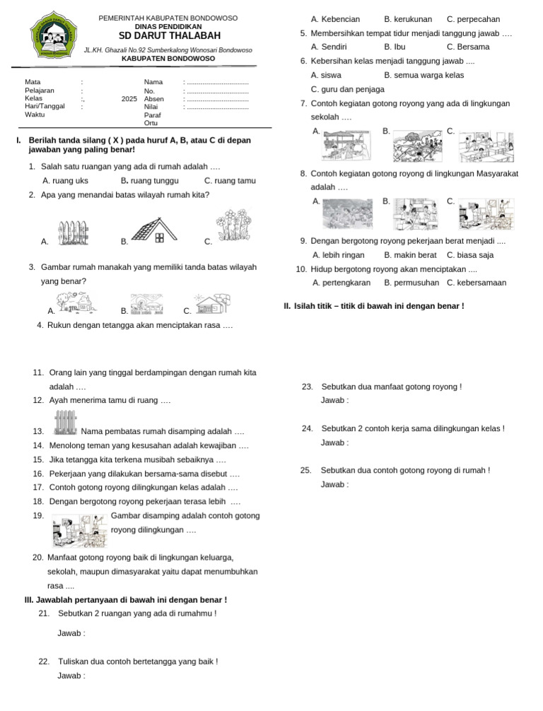 Naskah Soal Psat Kls 1 - PP | PDF