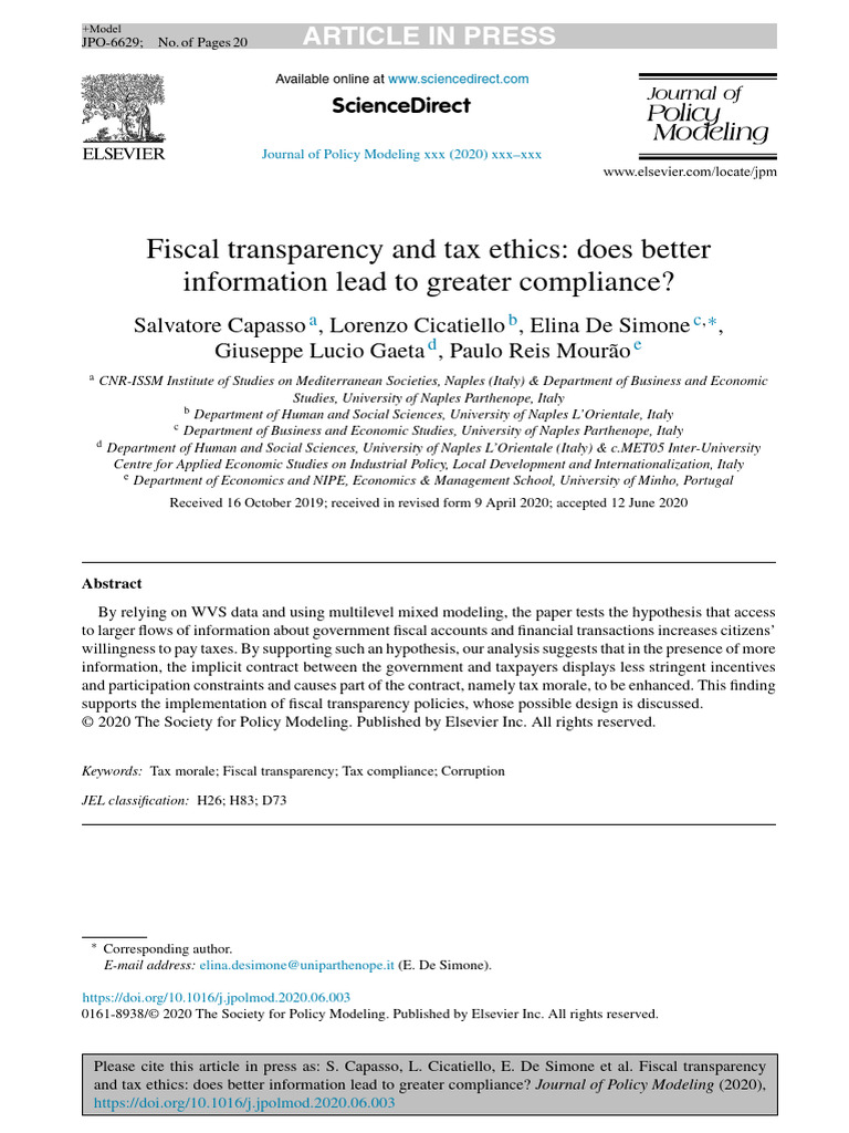 Fiscal Transparency and Tax Compliance | PDF | Taxes | Errors And Residuals