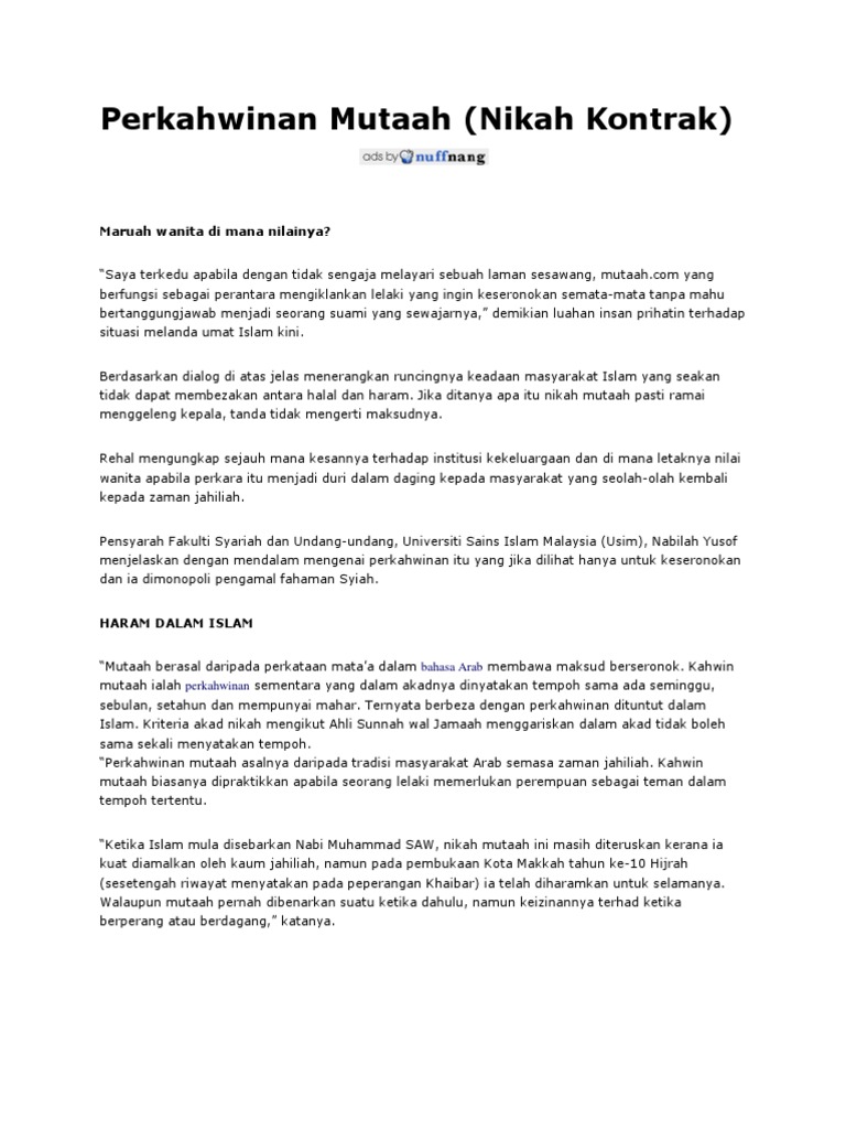 Perkahwinan Mutaah | PDF