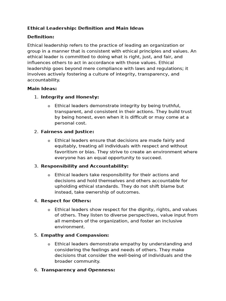 Unit 3 Ethical Leadership | PDF | Leadership | Integrity