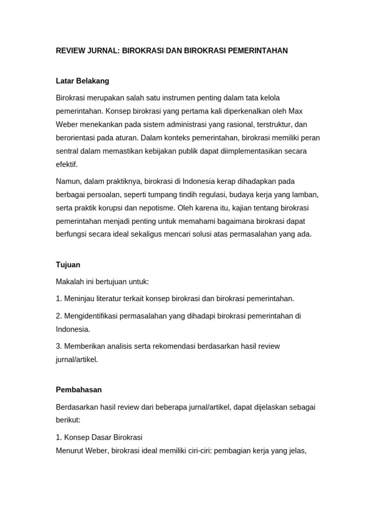 Review Jurnal Birokrasi | PDF