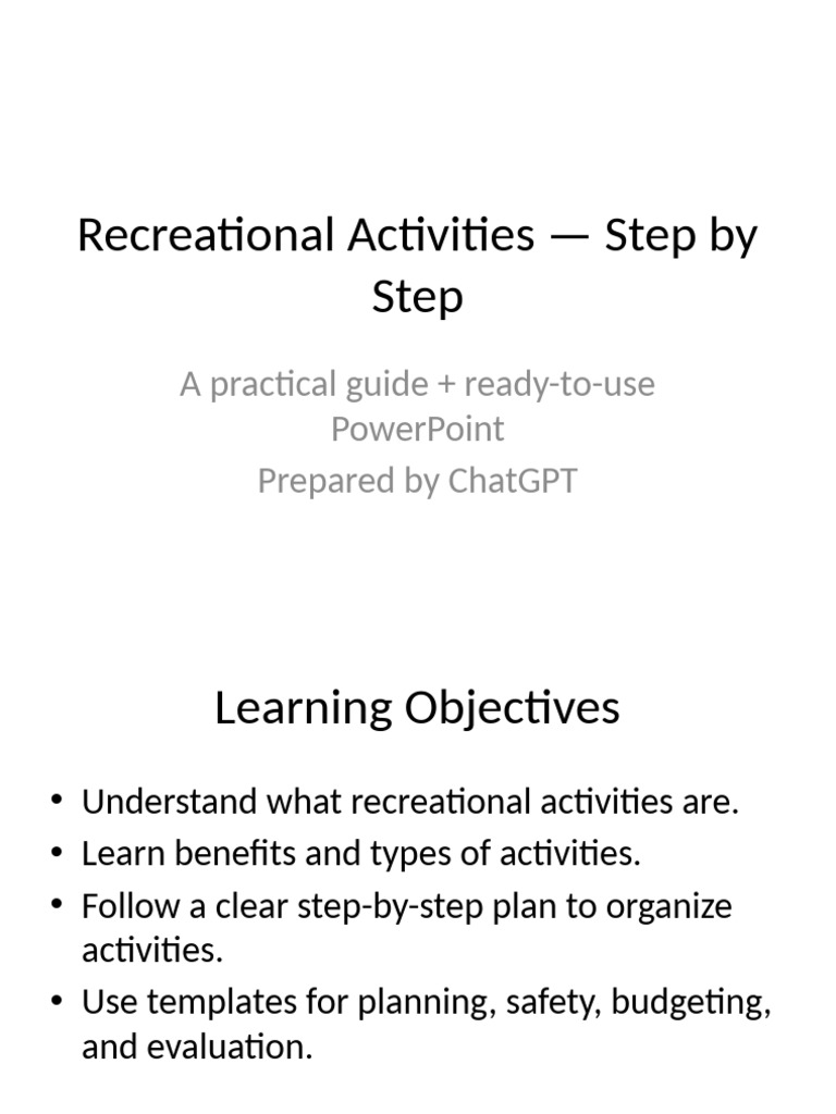 Step-by-Step Guide to Recreational Activities | PDF | Recreation ...