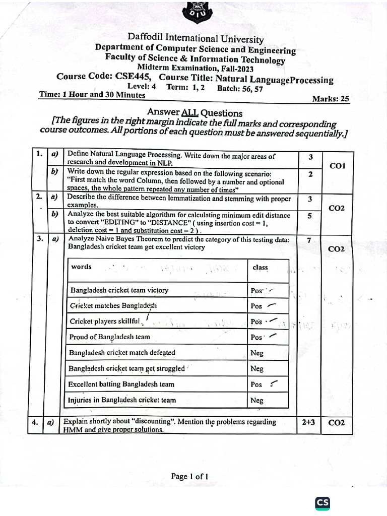 Natural Language Processing Question C | PDF