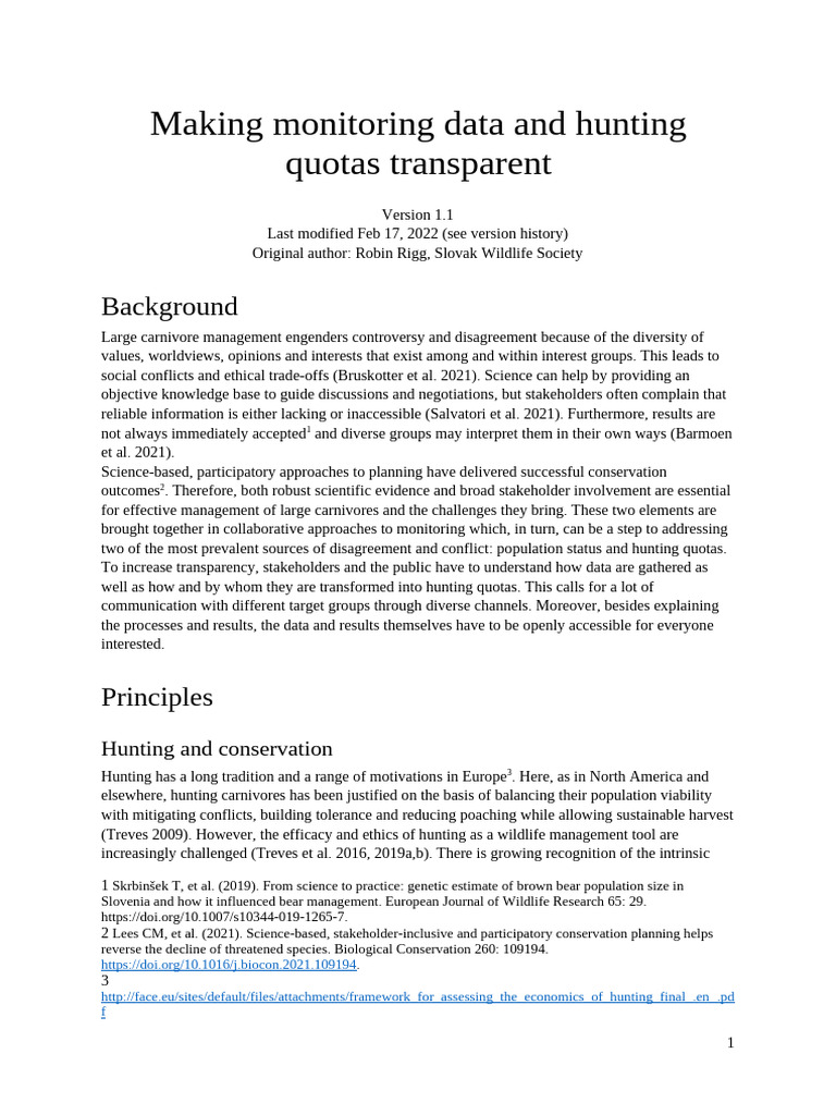MONITORING Making Monitoring Data and Hunting Quotas Transparent | PDF ...