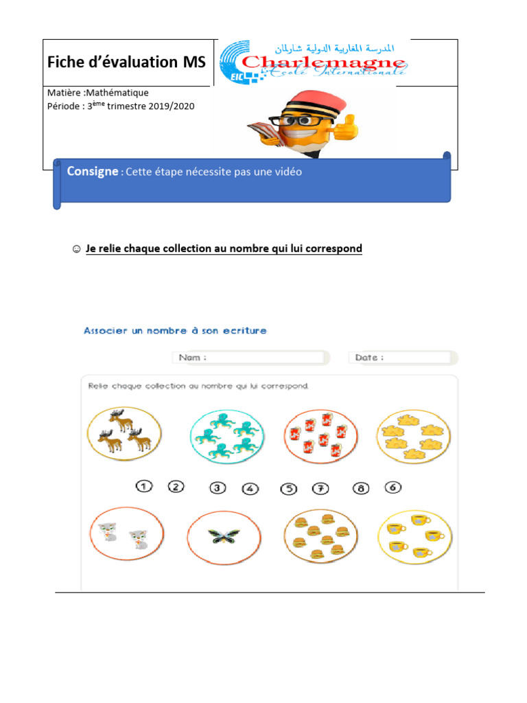 Évaluation de mathématiques MS 2019/2020 | PDF